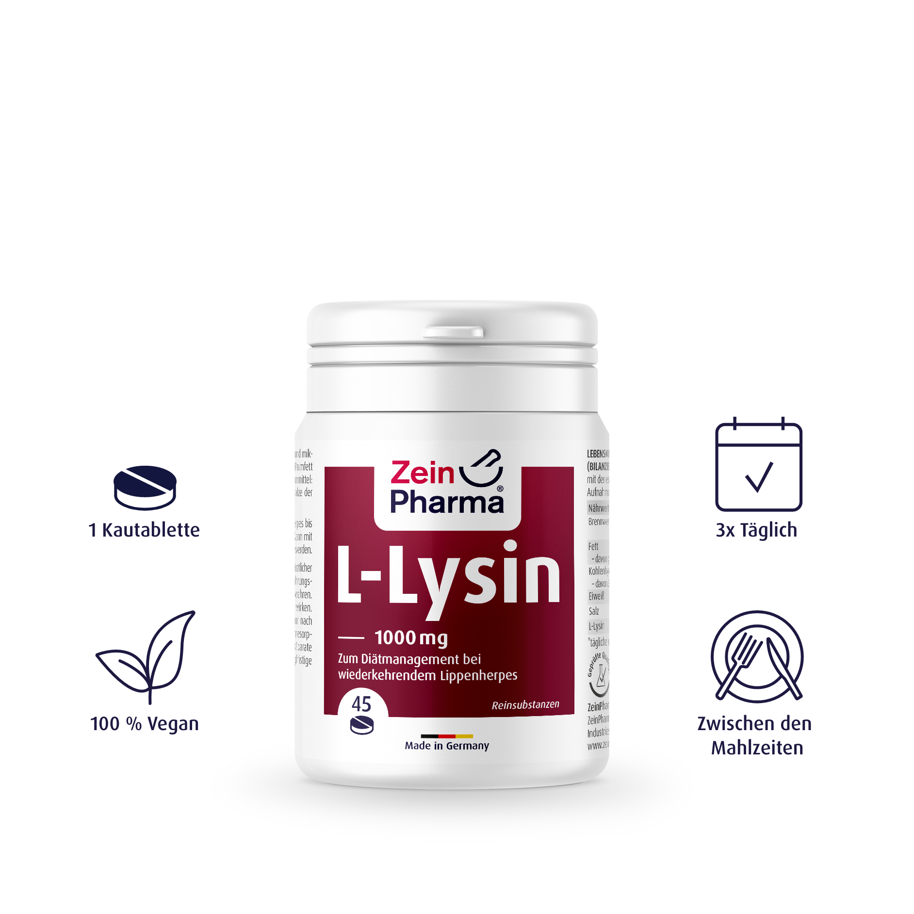 Supplements :: Zein Pharma L-Lysine Chewable Tablets 1000mg - Products